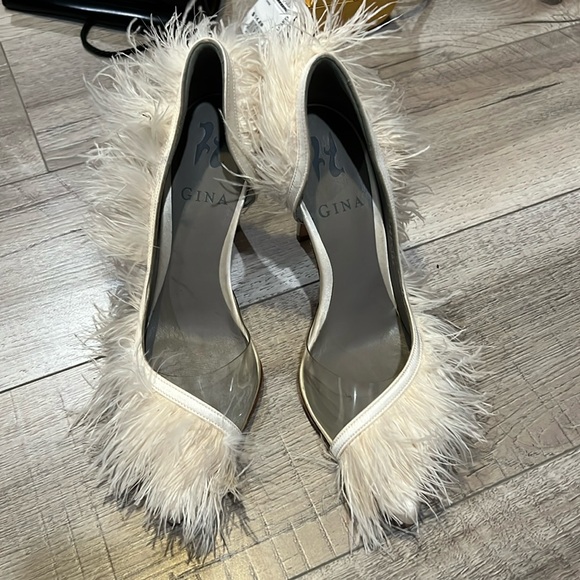 Gina | Shoes | New Gina Ivory Feather Heel | Poshmark